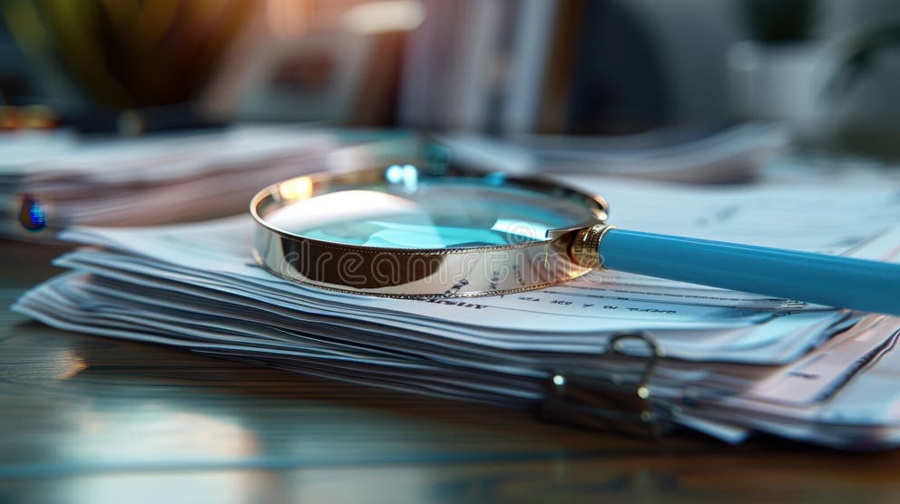 The Magnifying Glass on Paperwork.AI Generated Image Stock Image ...
