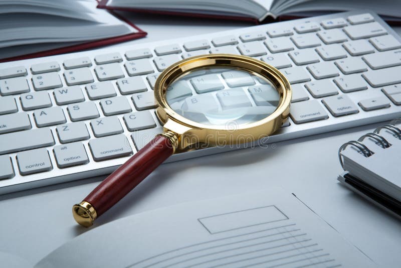 Magnifying Glass on the Pc Keyboard Search Technology Stock Image ...