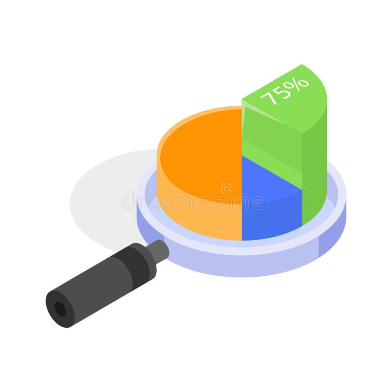 Magnifying Glass with a Pie Chart and Percentages Stock Vector ...