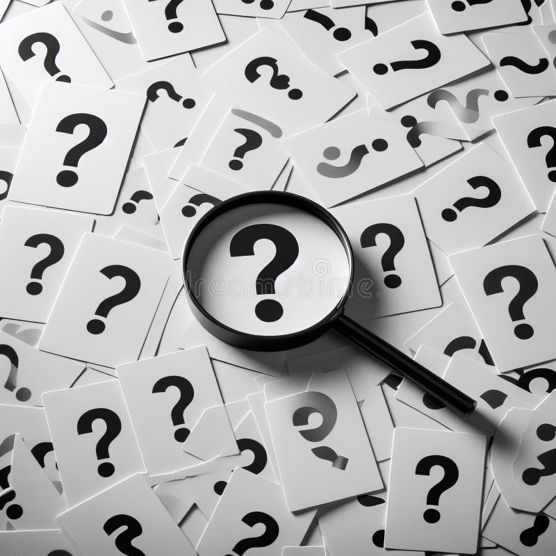 Magnifying Glass on Pile of Question Marks Stock Photo - Image of ...