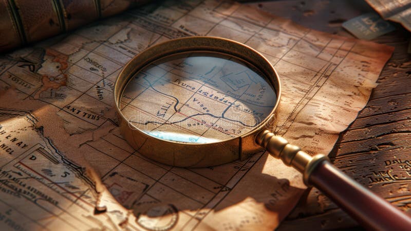 The Magnifying Glass on Map.AI Generated Image Stock Photo - Image of ...