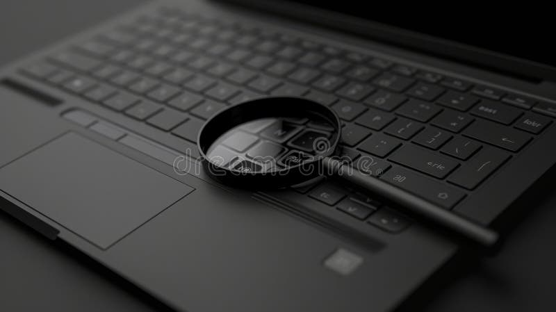 The Magnifying Glass on Laptop.AI Generated Image Stock Image - Image ...