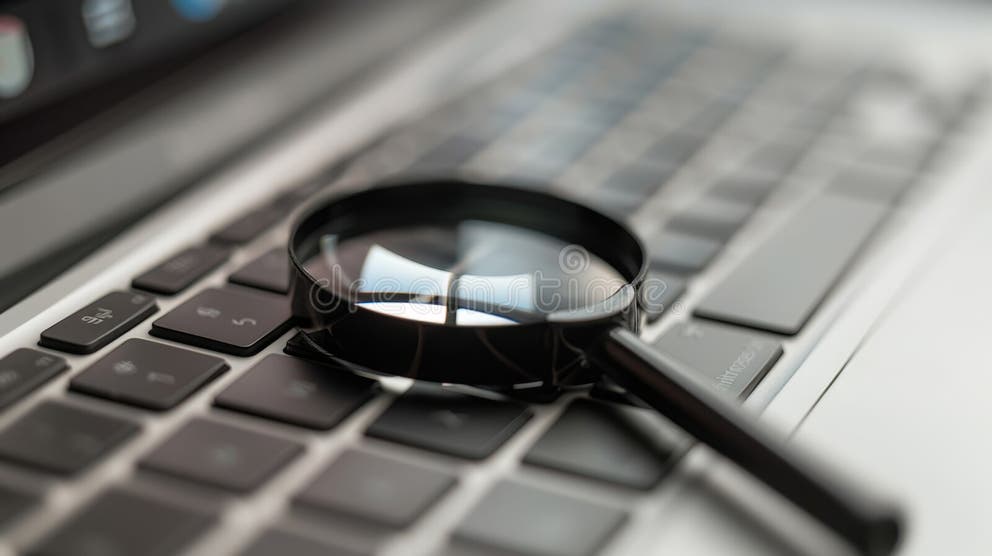 The Magnifying Glass on Keyboard.AI Generated Image Stock Image - Image ...