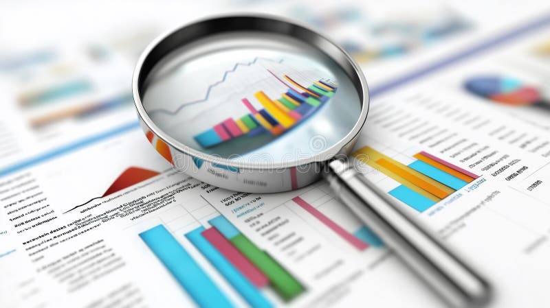 A Magnifying Glass Placed Over Financial Charts and Graphs, Symbolizing ...