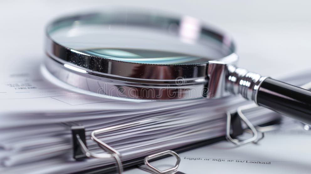 The Magnifier on Documents.AI Generated Image Stock Image - Image of ...
