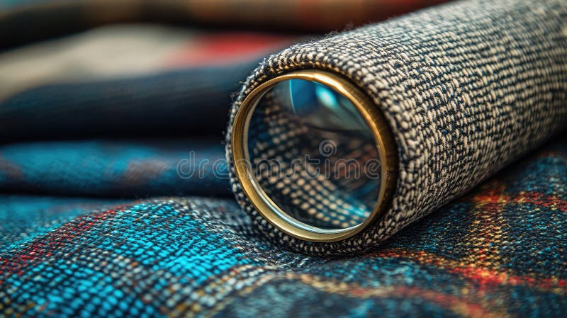 A Magnifying Glass Placed Over Textile Fabric, Checking for Thread ...