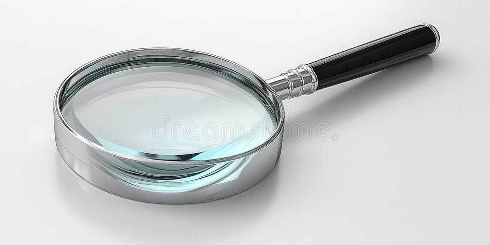 Magnifying Glass Placed on a Smooth Surface with Reflections and Subtle ...