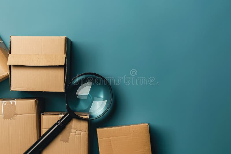 A Magnifying Glass is Placed on Top of a Stack of Cardboard Boxes ...
