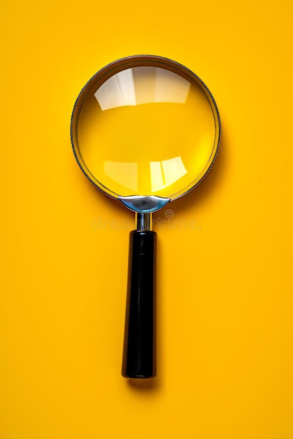 Magnifying Glass is Placed on Yellow Background Focusing the Light and ...