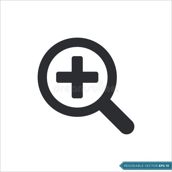 Simple Magnifying Glass Plus Icon Vector Template Stock Vector ...