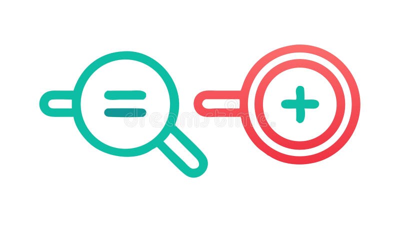 Magnifying Glass with Plus and Minus, Zoom in Out Function, Vector ...