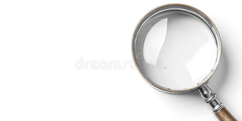 Magnifying Glass Positioned on a Plain White Background Emphasizing ...