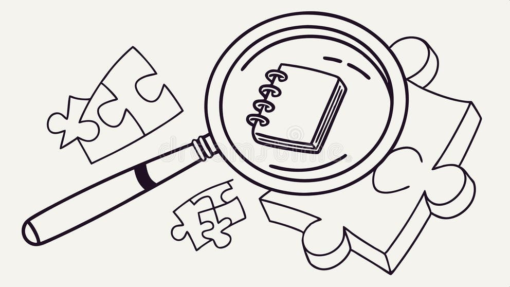 Magnifying Glass, Puzzle, and Notebook, for Problem-solving and Notes ...
