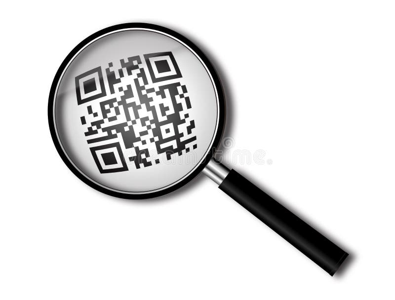 Magnifying Glass with Qr-code Stock Photo - Image of close, lens: 21902856