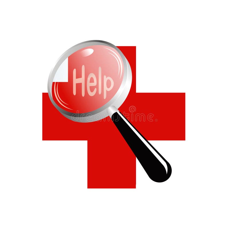 Magnifying Glass a Red Cross Help Editorial Image - Illustration of ...