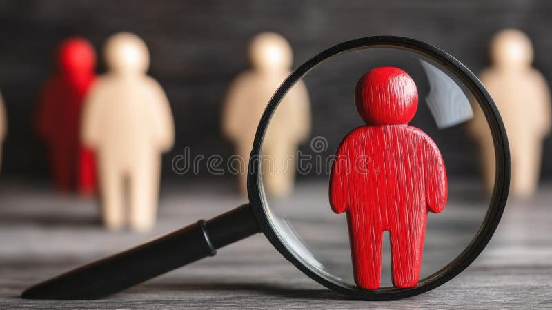 A Magnifying Glass with a Red Figure in the Middle of it, AI Stock ...