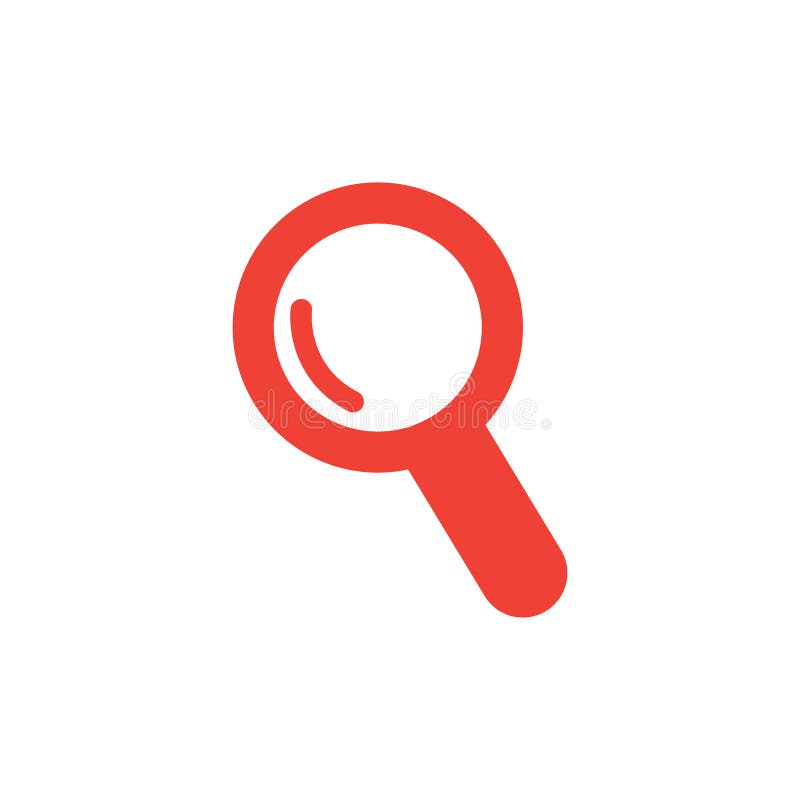 Magnifying Glass Red Icon on White Background. Red Flat Style Vector ...