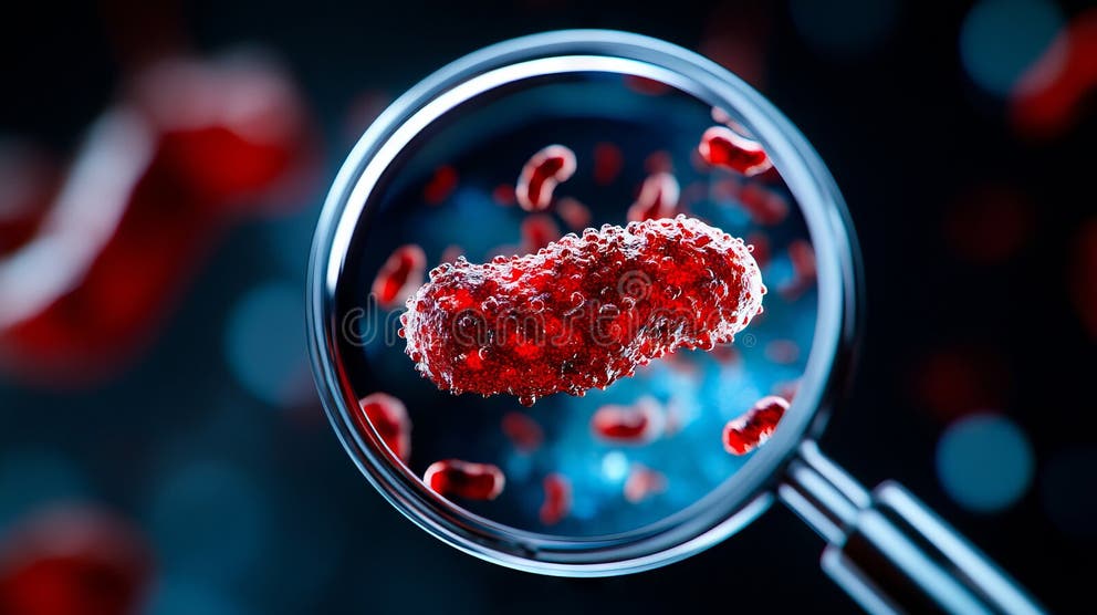 A Magnifying Glass with a Red Substance in it Stock Image - Image of ...