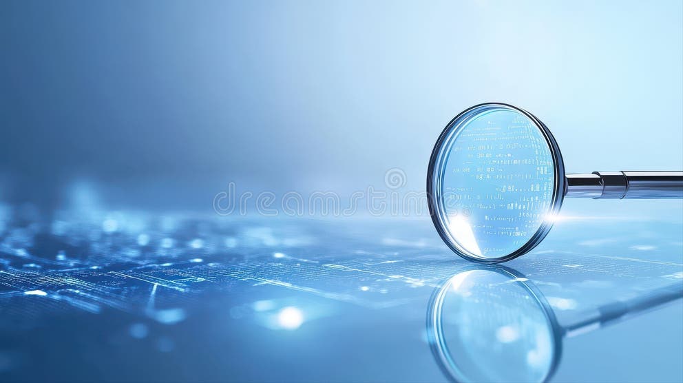 A Magnifying Glass Reflects Data and Code, Symbolizing Analysis ...