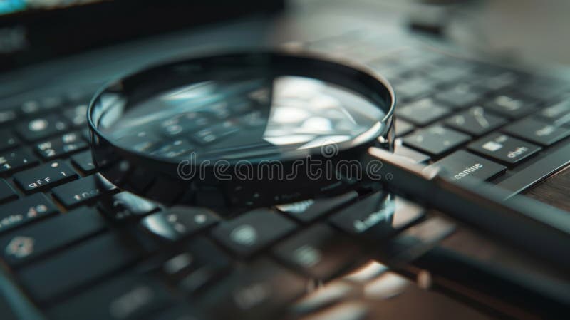 The Magnifying Glass on Keyboard.AI Generated Image Stock Image - Image ...