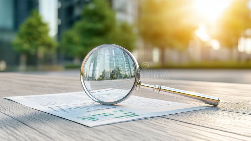 A Magnifying Glass Rests on a Document, Highlighted by Sunlight ...