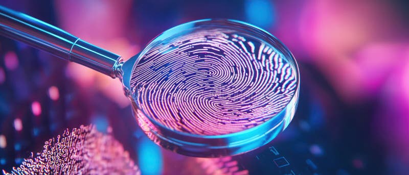 Magnifying Glass Reveals Digital Fingerprints, Symbolizing Data Privacy ...