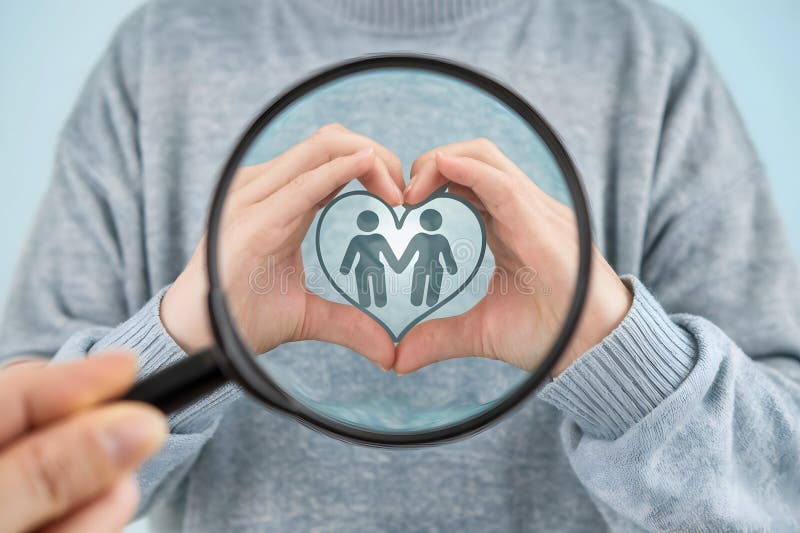 Heart Shape Under Magnifying Glass Symbolizes Connection and Love on ...