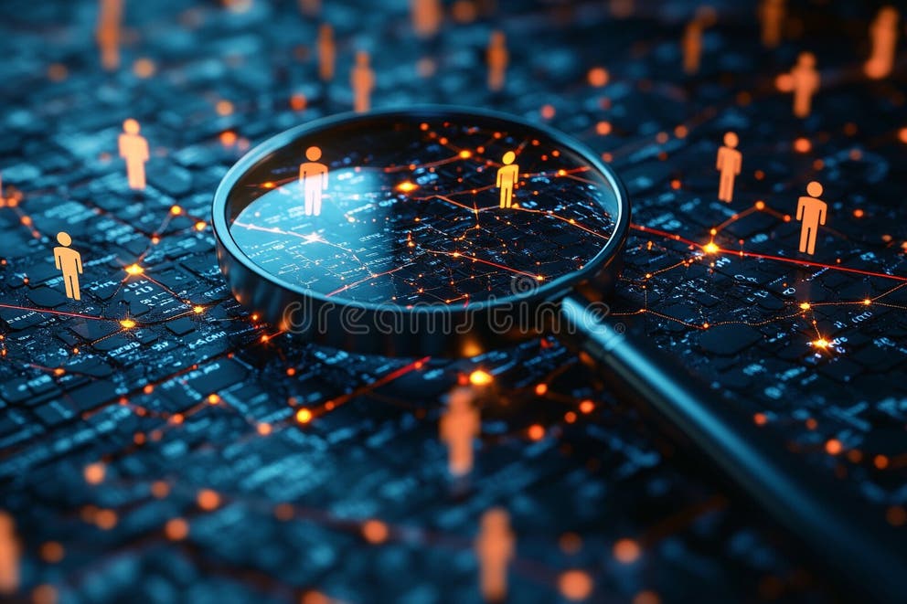 Magnifying Glass Reveals Network Connections Illuminating Human Figures ...