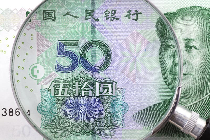 Magnifying Glass and RMB Note Stock Photo - Image of green, investment ...