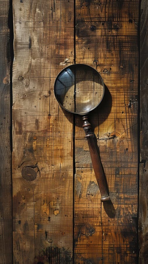 Magnifying Glass Rustic Wooden Surface Vintage Exploration Concept ...