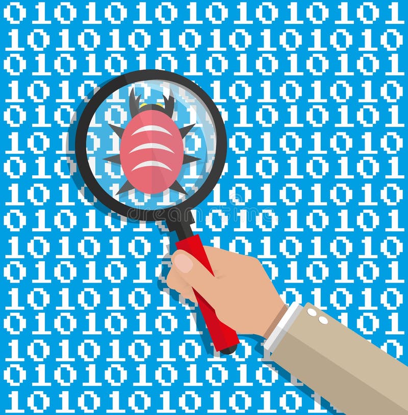 Magnifying Glass Scanning Digital Software Code Stock Vector ...