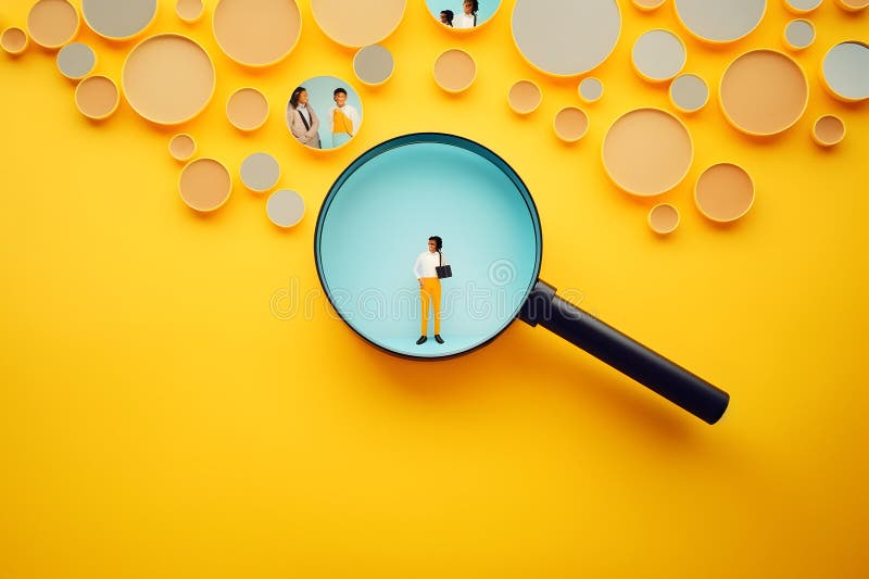 A Magnifying Glass Searching People Stock Illustration - Illustration ...