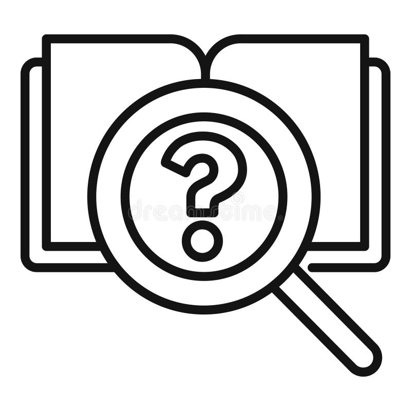 Magnifying Glass Searching Question Mark Over Open Textbook Icon Stock ...
