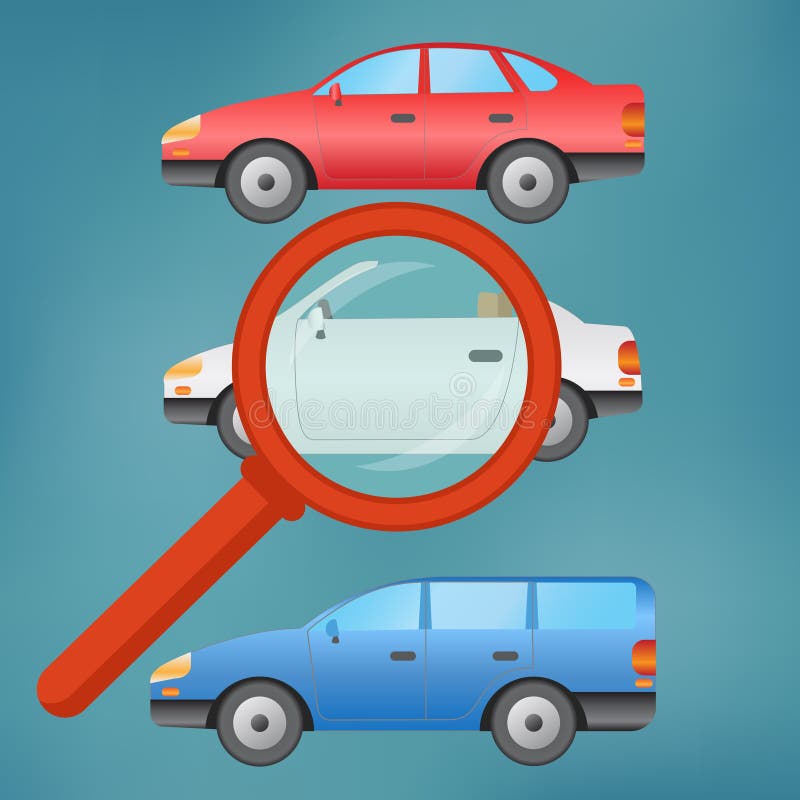 A Magnifying Glass Selects a Car. Stock Vector - Illustration of ...