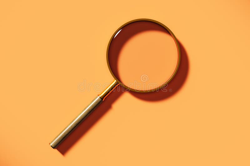 Magnifying Glass with Shadow on Orange Background, Symbolizing Search ...
