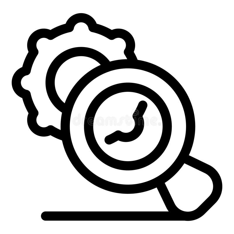 Magnifying Glass Showing Clock and Gear for Time Management Concept ...