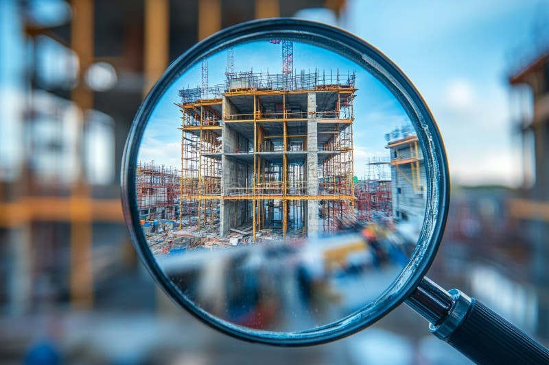 Magnifying Glass Showing Construction Site Under Inspection Stock Image ...