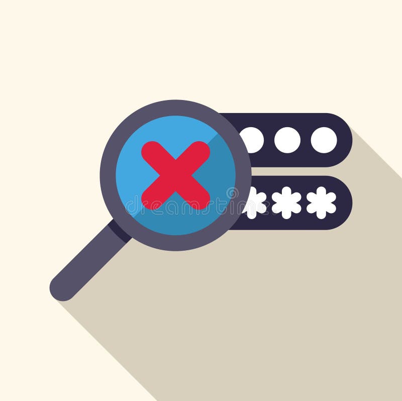 Magnifying Glass Showing Wrong Password Symbol for Login Security Stock ...