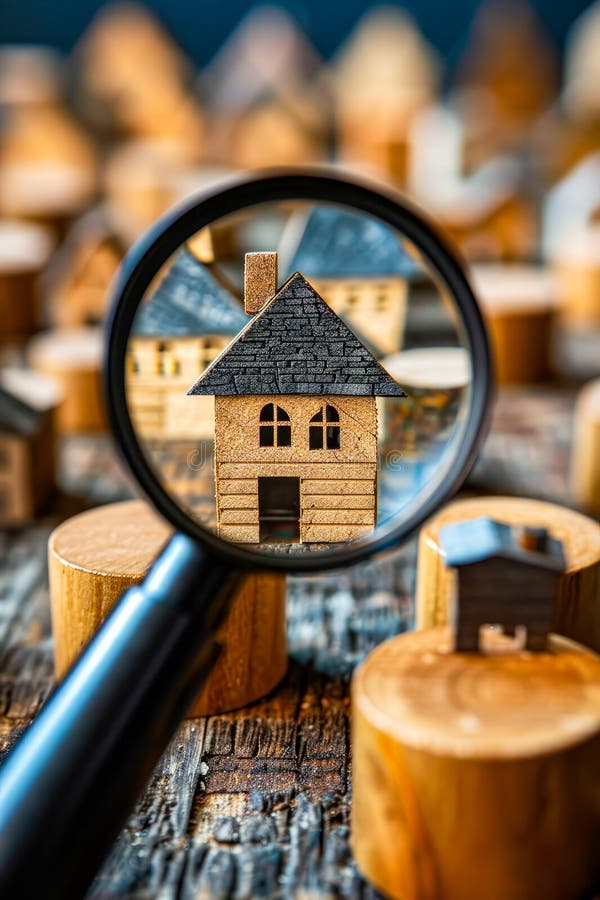 Magnifying Glass Shows House Model Outside on the Table. Generative AI ...