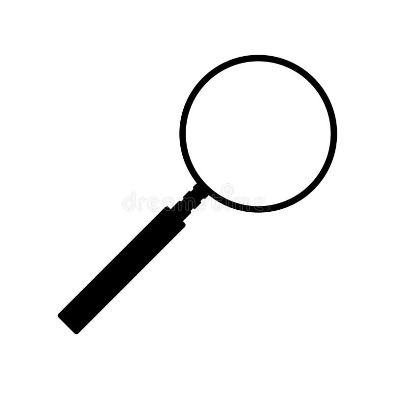 Magnifying Glass Silhouette. Black and White Icon Design Element on ...