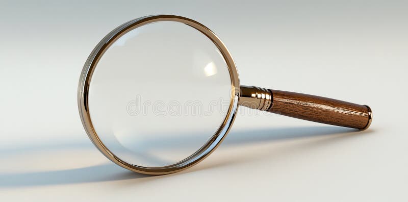 The Magnifying Glass Sits on a Light Surface, Revealing Details in a ...