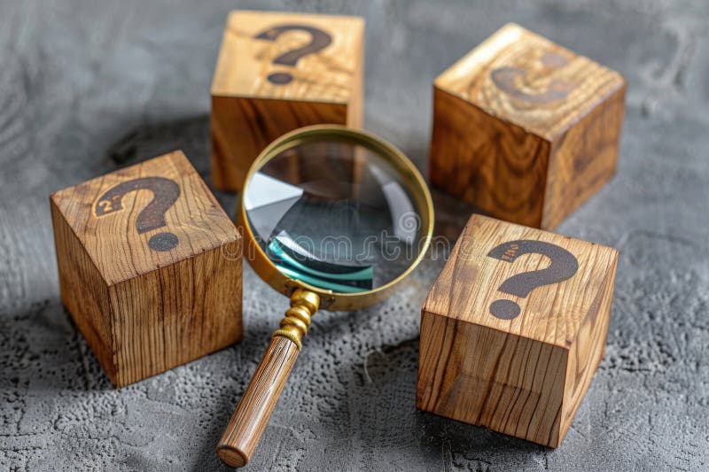 A Magnifying Glass Sits on Top of Wooden Blocks, Ready for Use Stock ...