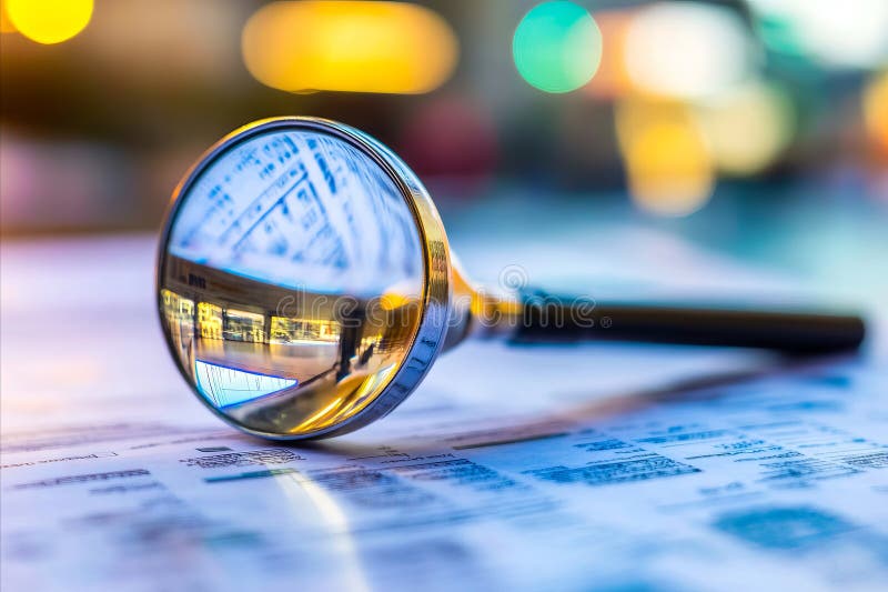 A Magnifying Glass Sitting on Top of a Newspaper Stock Image - Image of ...
