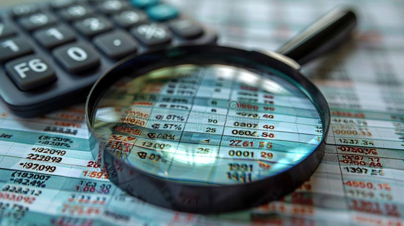Magnifying Glass on Spreadsheet Stock Illustration - Illustration of ...