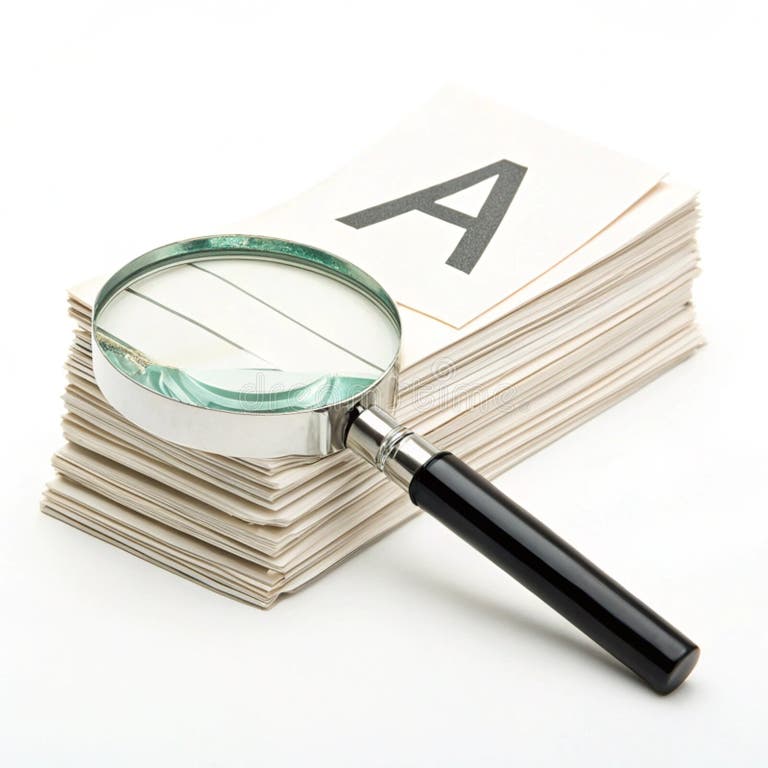 Magnifying Glass and Stack of Letters Isolated on White Background ...