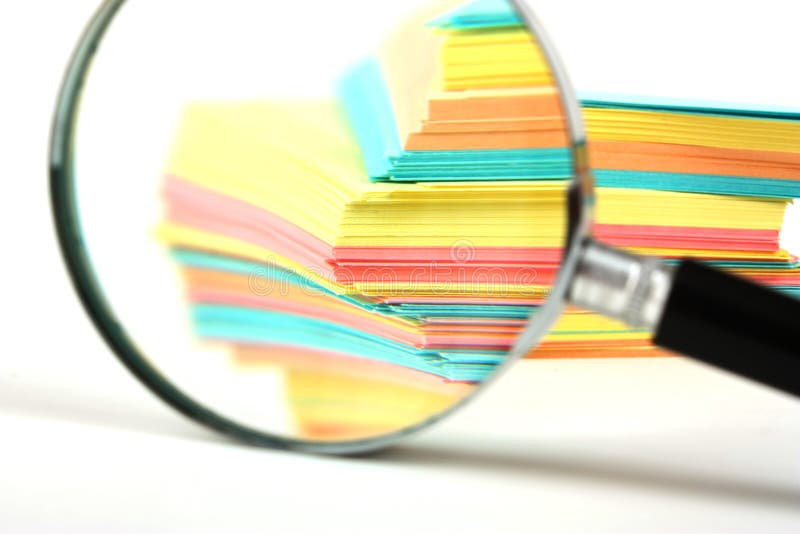 Magnifying Glass and a Stack of Paper Stock Image - Image of note ...