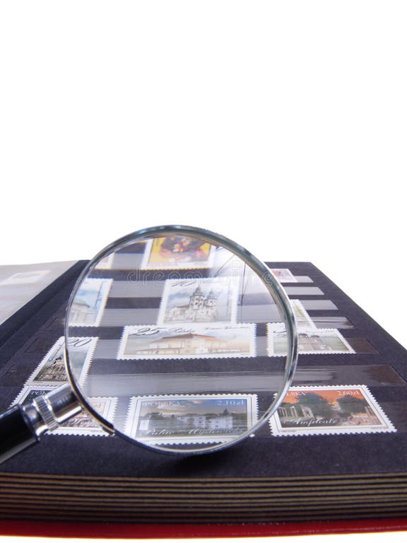 Magnifying Glass with Stamps Editorial Stock Photo - Image of crinkled ...
