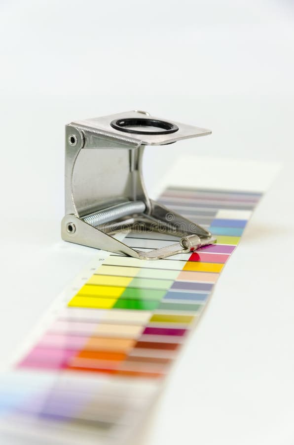 Magnifying Glass Standing on a Leaf of the Test Print Stock Image ...