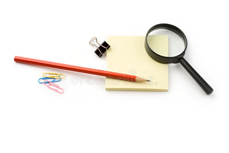 Magnifying Glass and Stickers Stock Image - Image of blank, copybook ...