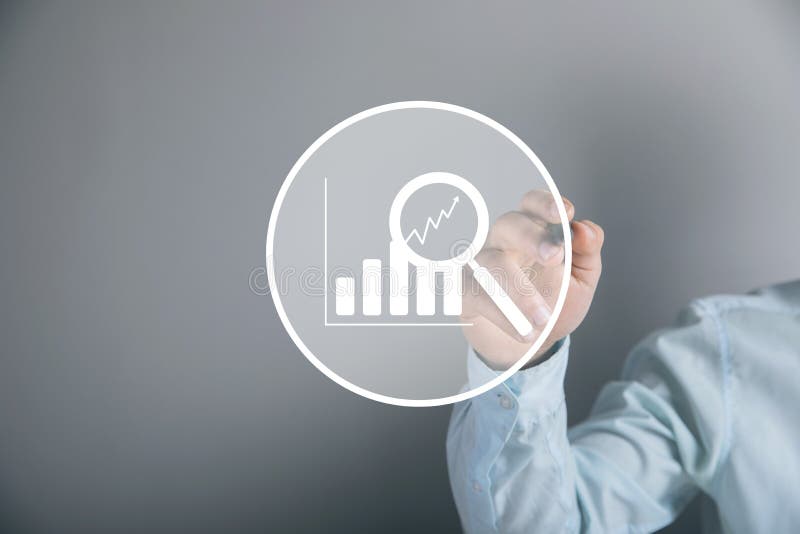 A Magnifying Glass Studies the Chart. Icon Stock Image - Image of ...